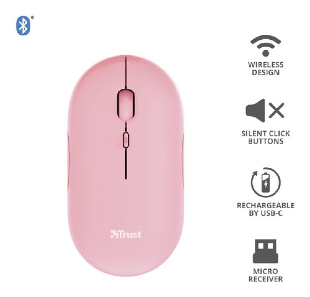MOUSE TRUST PUCK WIRELESS BLUETOOTH PINK | The Best